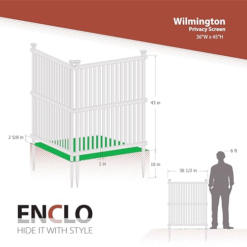 Enclo Privacy Screens ZP19068 Wilmington Vinyl No Dig Privacy Fence Screen Kit, 36in W x 48in H, White, 2 Panels