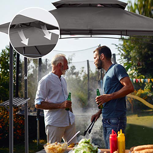 MASTERCANOPY 8 x 5 Grill Gazebo Outdoor BBQ Gazebo Canopy with 2 LED Lights (Gray)
