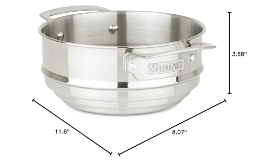 Viking Culinary Stainless Steel Universal Steamer Insert and Colander, Fits 2-4 Quart Sauce Pans and 6.25-8 Inch Sauce Pans and Casseroles, Dishwasher, Oven Safe