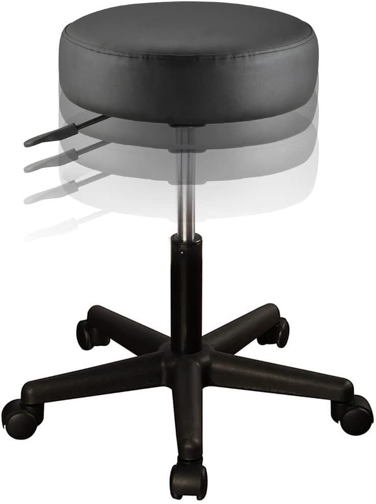 Master Massage Adjustable Height Swivel Stools with Wheels,Five Point Dual Swivel Caster Waterproof PU Upholstery Clinic Salon Spa Beauty Stool Chair (Purple)
