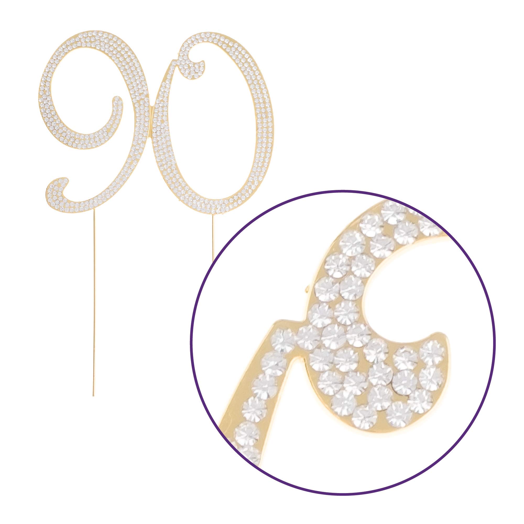Ella Celebration 90 Cake Topper for 90th Birthday Number Party Supplies & Decoration Ideas (Silver)