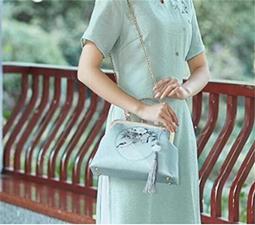 GPPZM Women's embroidered retro handbag Chinese evening dress bag with tassels