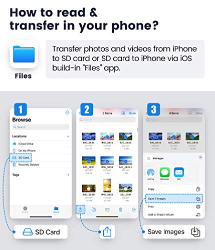 SD Card Reader for iPhone iPad,Oyuiasle Trail Game Camera SD Card Viewer with Dual Slot for MicroSD/SD,Photography Memory Card Adapter,Plug and Play