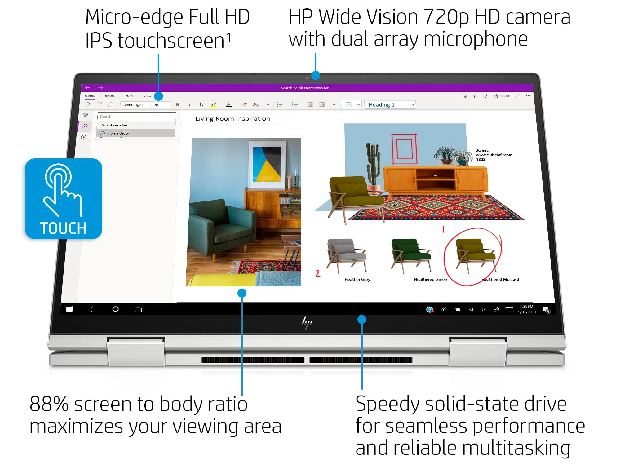 HP 2022 Newest Upgraded Envy Touch-Screen Laptops for College Student & Business, 15.6 inch FHD Computer, Intel Core i5-1135G7, 16GB RAM, 2TB SSD, Backlit KB, HDMI, Webcam, Windows 10, ROKC HDMI