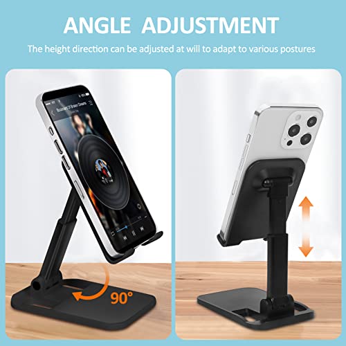 ZenTiky Cell Phone Stand, Angle Height Adjustable Phone Holder Stand, Foldable Phone Charger Stand,Portable Phone Stand Holder for 4ββ-12.9'' iPhone 13,iPad,Tablet, Kindle, Samsung, and More, Black