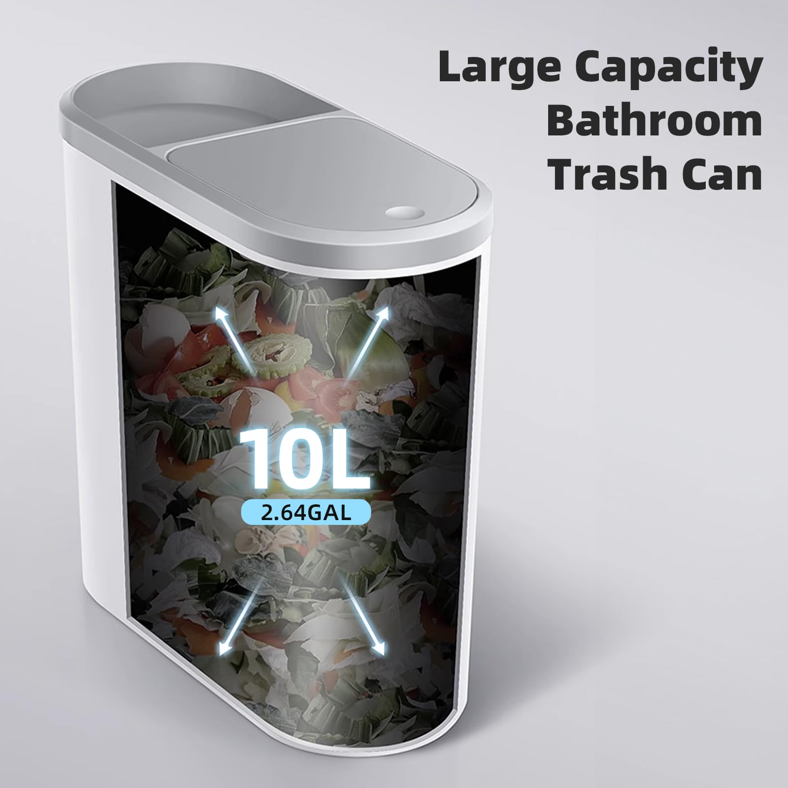 LOVEWE Bathroom Trash Can, Compact and Durable Plastic Wastebasket with Built-in Handles, Easy to Clean, Rustproof, Space-Saving Design, Ideal for Small Spaces in Bathroom, Laundry, and Home Office