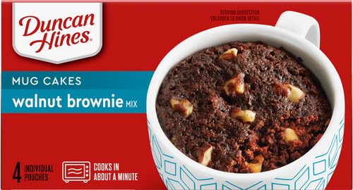 Duncan Hines Mug Cakes Walnut Brownie Mix, 4 - 2.2 OZ Pouches
