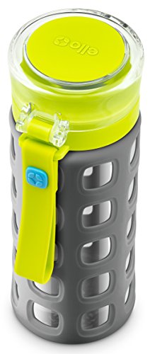 Ello Dash Tritan Plastic Kids Water Bottle with Silicone Sleeve, 16 oz, Grey