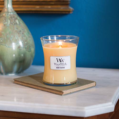 WoodWick Vanilla Bean Medium Hourglass Candle, 9.7 oz& Honeysuckle Medium Hourglass Candle, 9.7 oz.