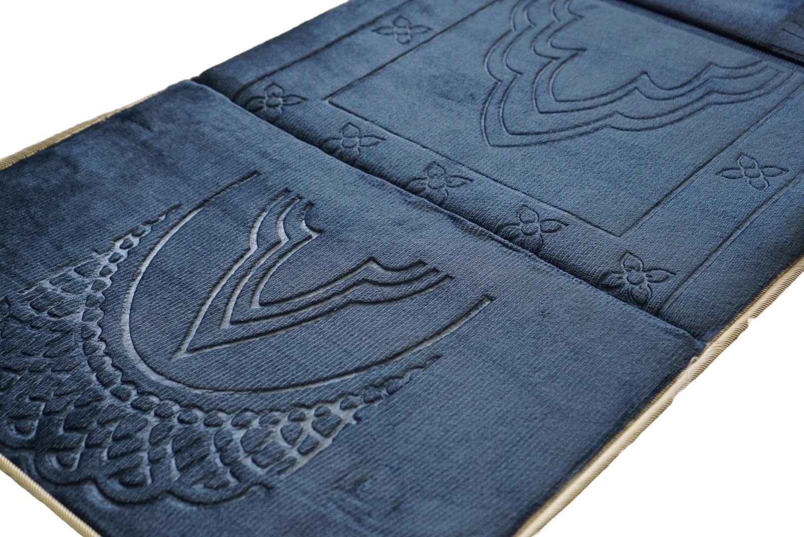 Tawakul Foldable Prayer Mat with Backrest - Thick & Padded Extra Comfort & Tote Bag for Easy Travel - Perfect for Jumah, Ramadan, Hajj, Umrah Gift for Family & Friends (Navy Blue)