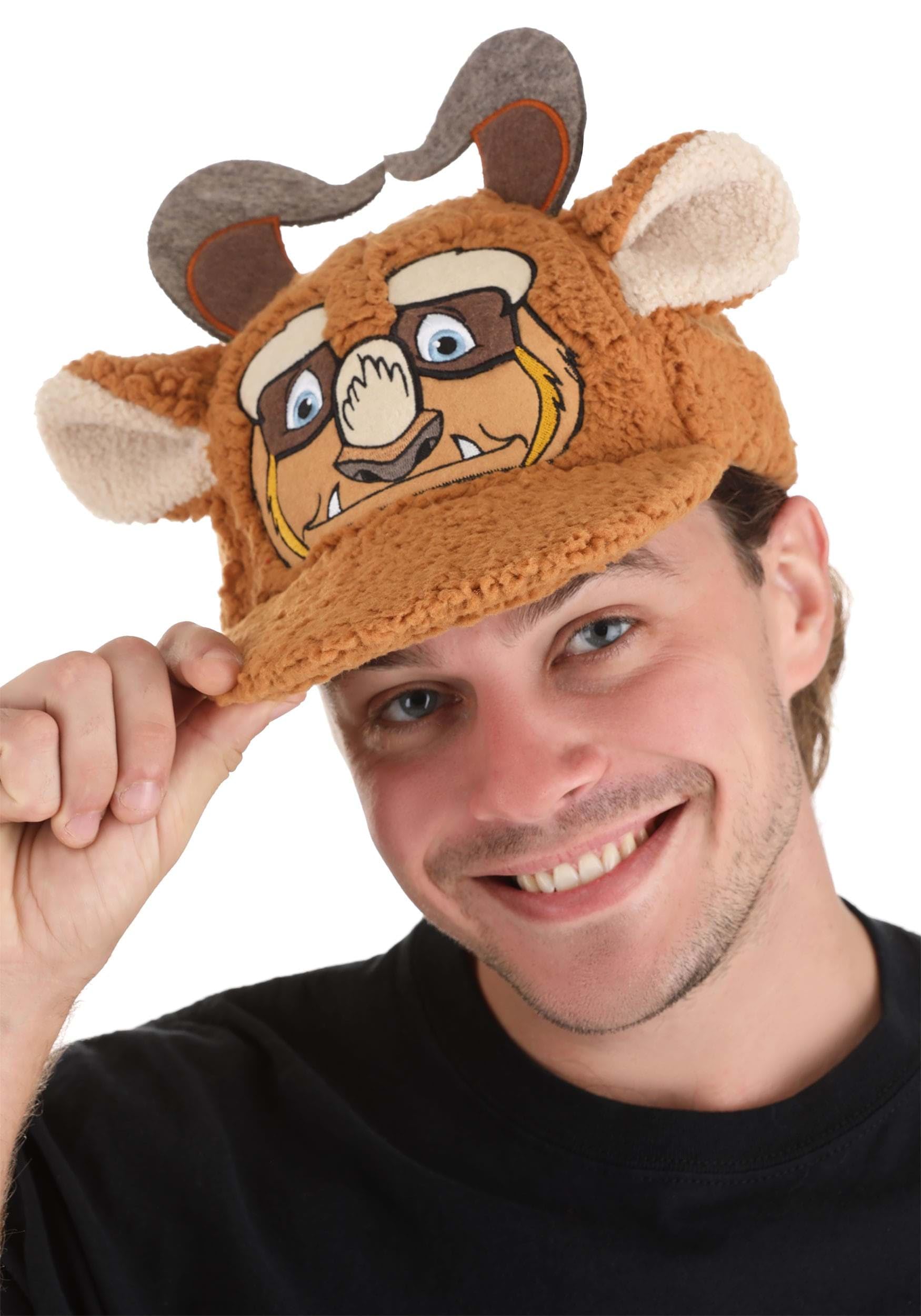 elope Disney Beast Plush Fuzzy Costume Cap with Ears Standard Multicolor