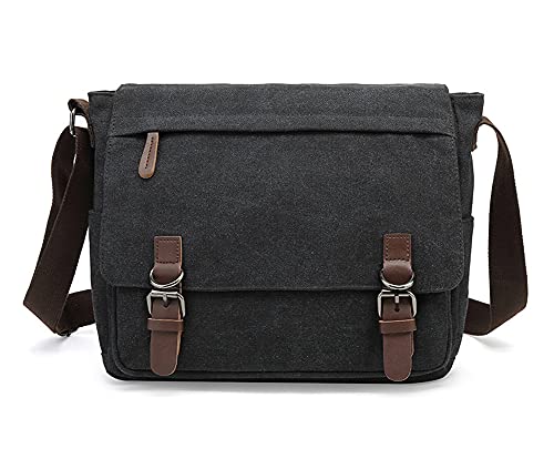 Sechunk Canvas Leather Messenger Bag Shoulder bag Cross body bag Crossbody 13 Inch Laptop Bag