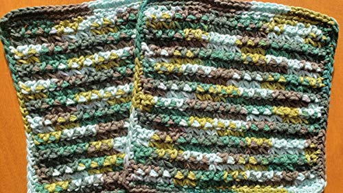 Handmade crochet washcloths, dishcloths, 100% cotton set of 2 * thick and dense* (Rickrack)