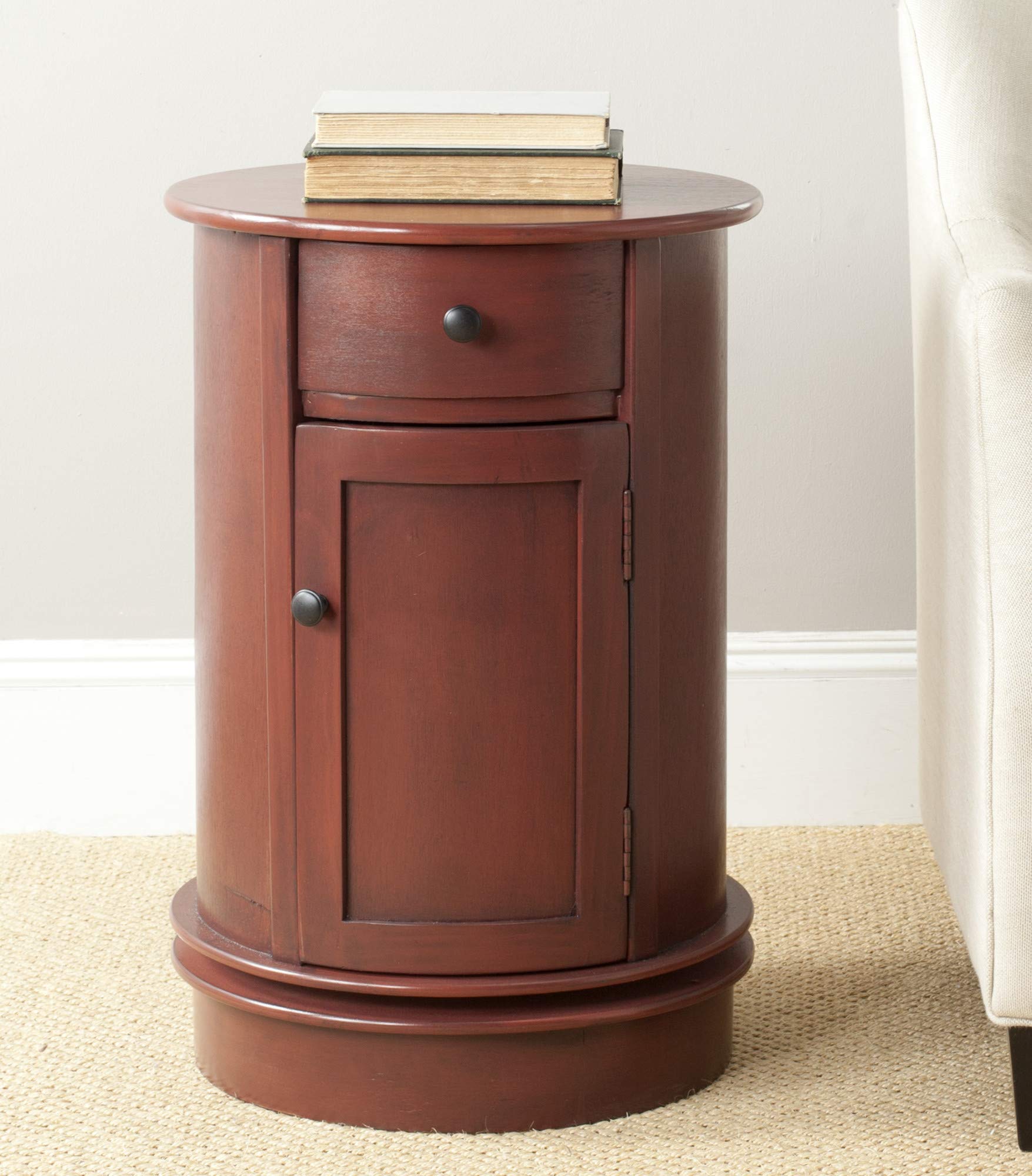 Safavieh American Homes Collection Tabitha Vintage Grey Oval Swivel Storage End Table