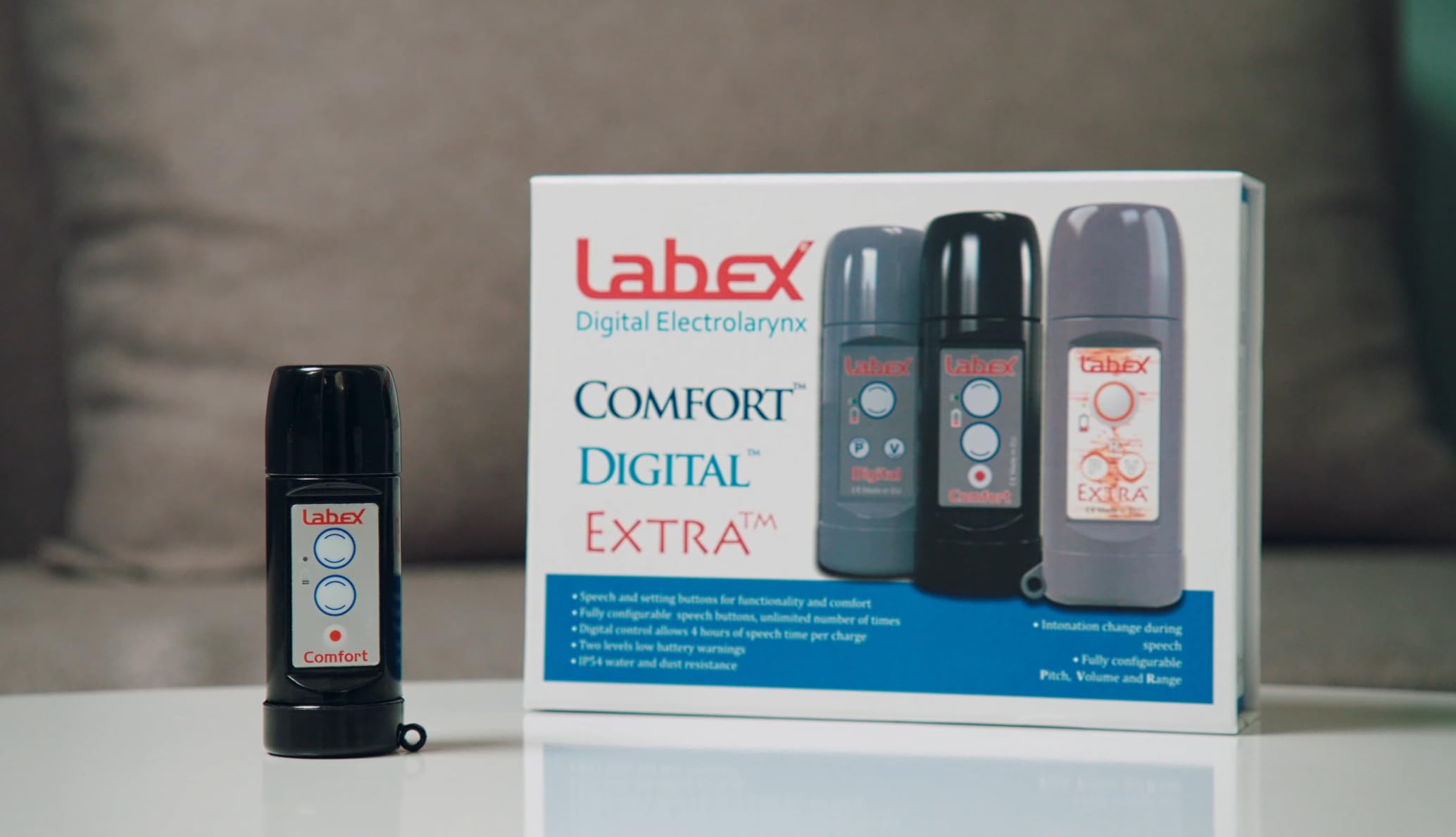 LABEX Comfort Electrolarynx, Electronic Speaking Device for Laryngectomees, Artificial Larynx by Labex (Extended Functionality & Two Adjustable Talk Buttons) (Black)