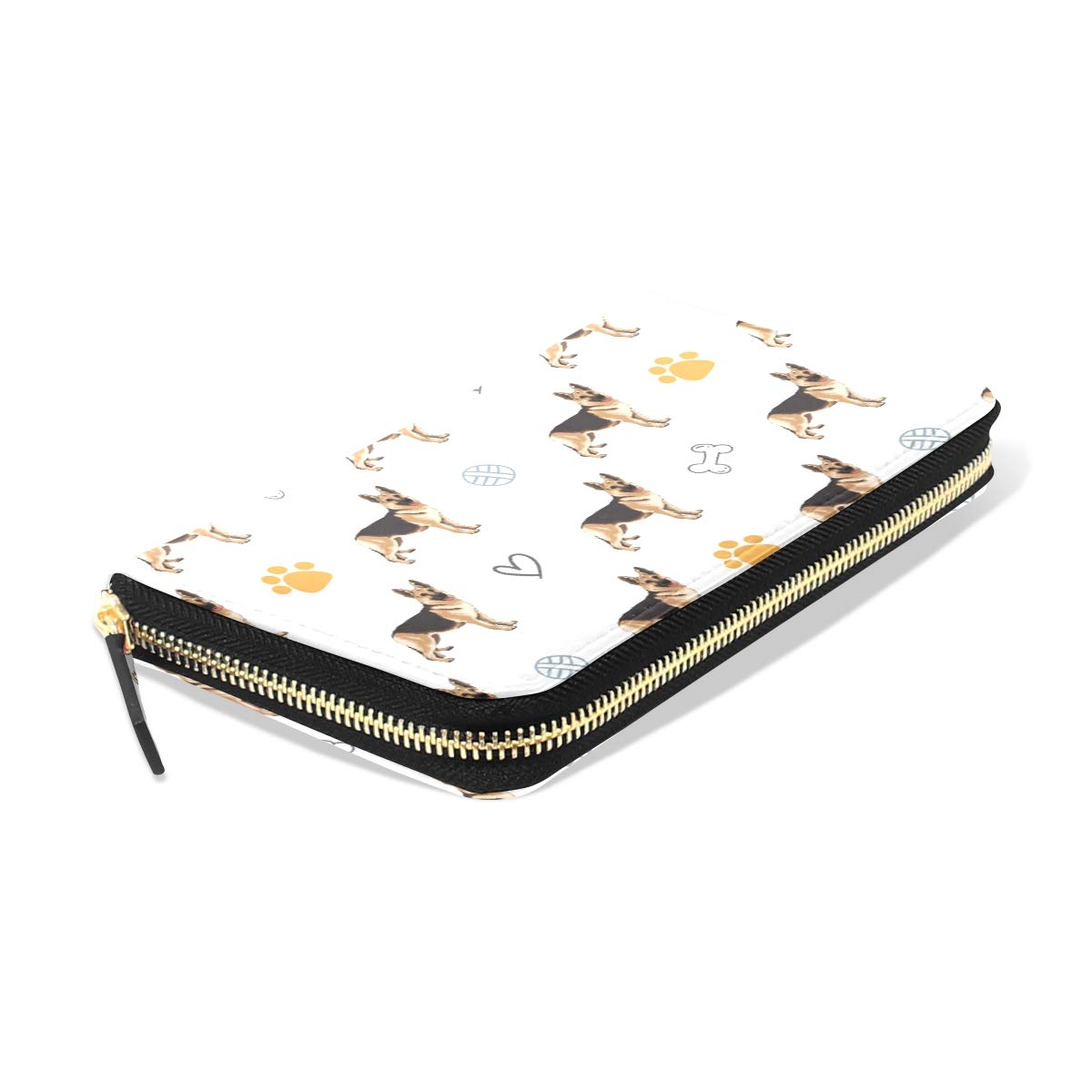 Wallet Long Clutch German Shepherd Dog Zipper Purse PU Leather Card Holder Organizer
