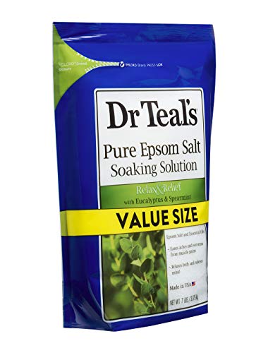 Dr. Teal's Eucalyptus & Spearmint Soaking Solution (1 Bag, 7lb) - Blended with Pure Epsom Salt - Stimulate and Soothe The Senses - Ease Pain & Soreness in The Body at Home - Value Size Bag