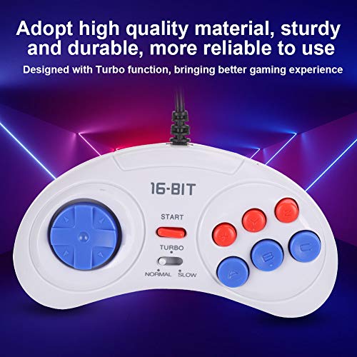 Jopwkuin Game Controller, Comfortable Reliable Handheld Gamepad Good Hand Feeling Ergonomic for Sega
