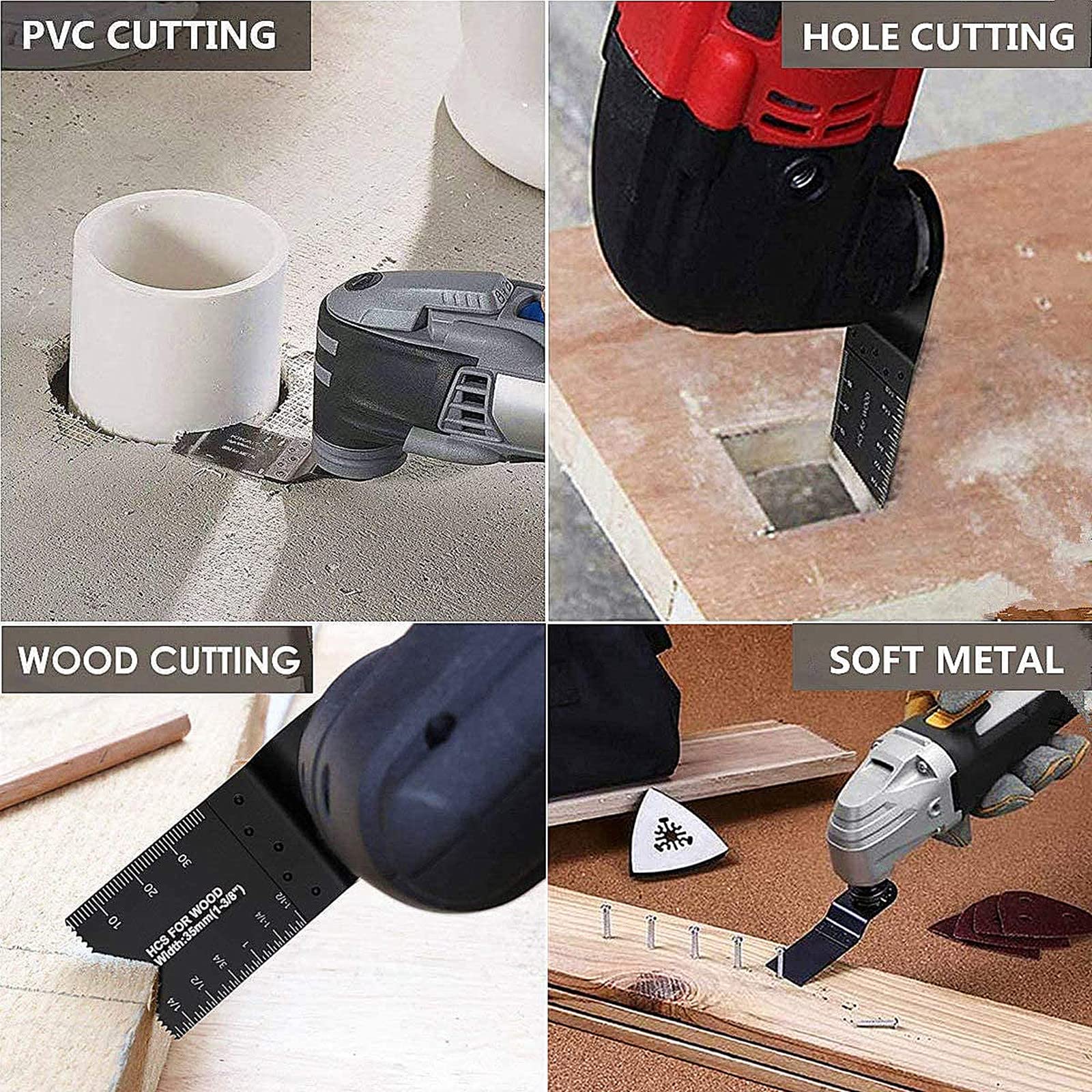 Ettonsun 25Pcs Universal Wood Oscillating Multitool Saw Blades Quick Release Oscillating Tool Blades Fit Fein Multimaster Ryobi Makita Rockwell Porter Cable Black&Decker Bosch Craftsman and More