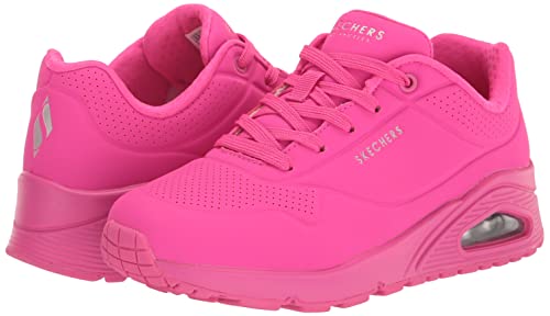 Skechers womens Skecher Street Women's Uno - Night Shades Sneaker, Pink Hot Pink Durabuck Htpk, 9 US