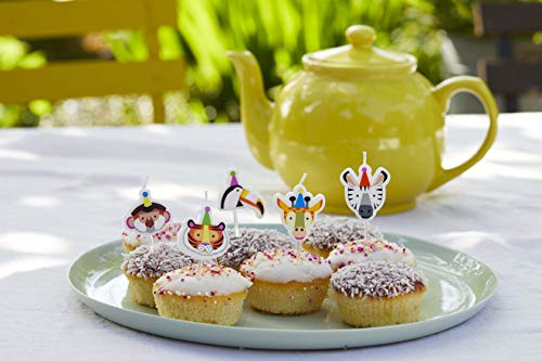 Talking Tables Party Safari Jungle Zoo Animal Birthday Cake Candles, Pack of 5, Wax Height 3cm, 1", Mixed Colors