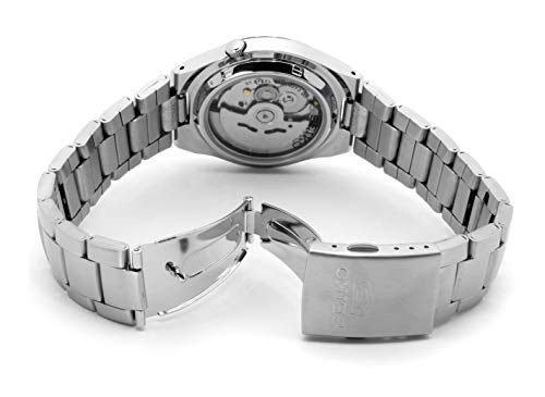 Seiko Men's 5' Japanese Automatic Stainless Steel Casual Watch, Color: Black dial (Model: SNK617)