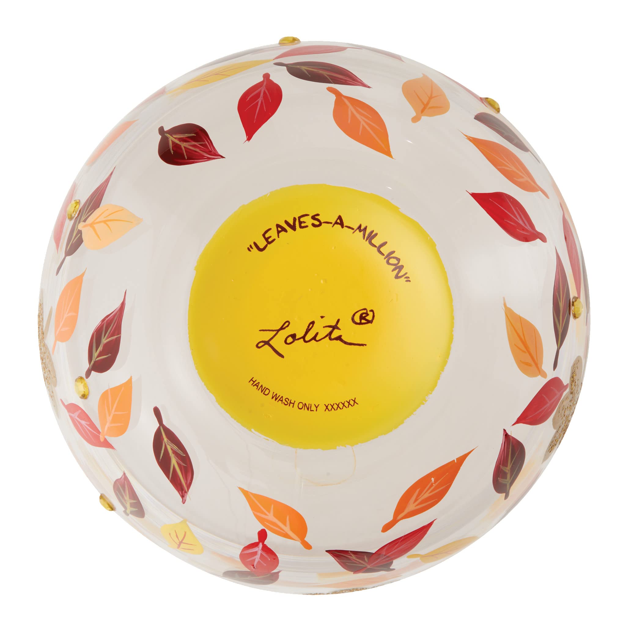 Enesco Designs by Lolita Leaves-a-Million Hand-Painted Artisan Stemless Wine Glass, 20 Ounce, Multicolor