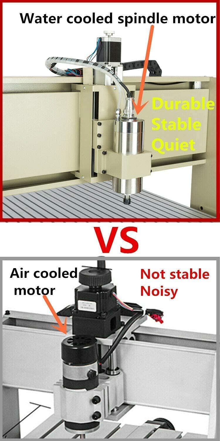 GDAE10 USB 4 Axis CNC 6090 Router Kit MACH3 Control + 2.2kw VFD Water-Cooling Spindle Motor Plastic Acrylic PCB PVC Wood Carving Drilling 3D Milling Engraving Machine with Controller,Handwheel