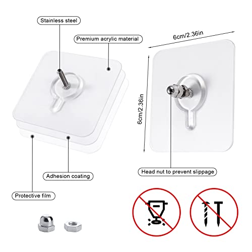 SAVITA 14pcs Adhesive Wall Screws Hanging Nails, No-Trace Sticker Free Screw, Wall Mount Hanging Nails Adhesive Wall Mount Screw for Kitchen Bathroom Wall Hanging(0.51inch)