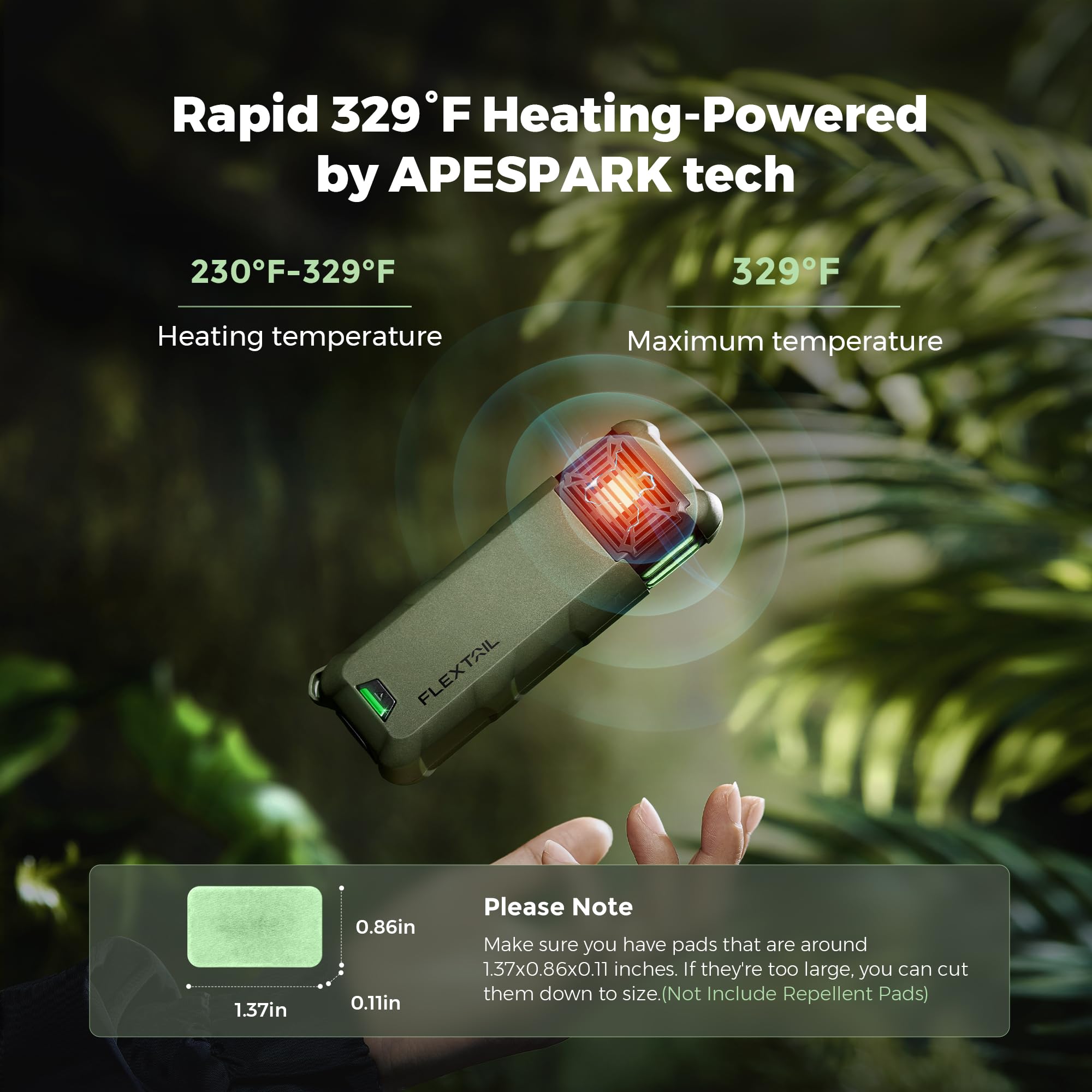 Max Repel Portable Electric Mosquito Repeller 30ft Protection 329°F Efficient Heating Rechargeable Ideal for Outdoors, Camping, Backpacking, Patios (Repellent Pads Not Included)