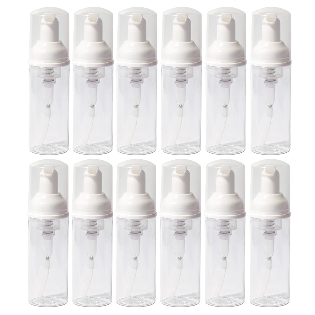 DZTIAN 12 Pcs 2 Oz 60mL Empty Bottle Soap Bottle Mini Foaming Soap Pump Plastic Foam Dispenser Bottle for Cleaning Travel BPA Free