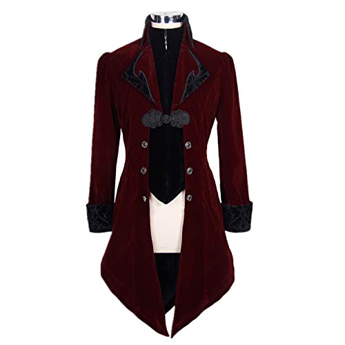 Devil Fashion Men Victorian Gothic Vintage 3-Piece Suit Tailcoat Shirts Pants Set(M) Black