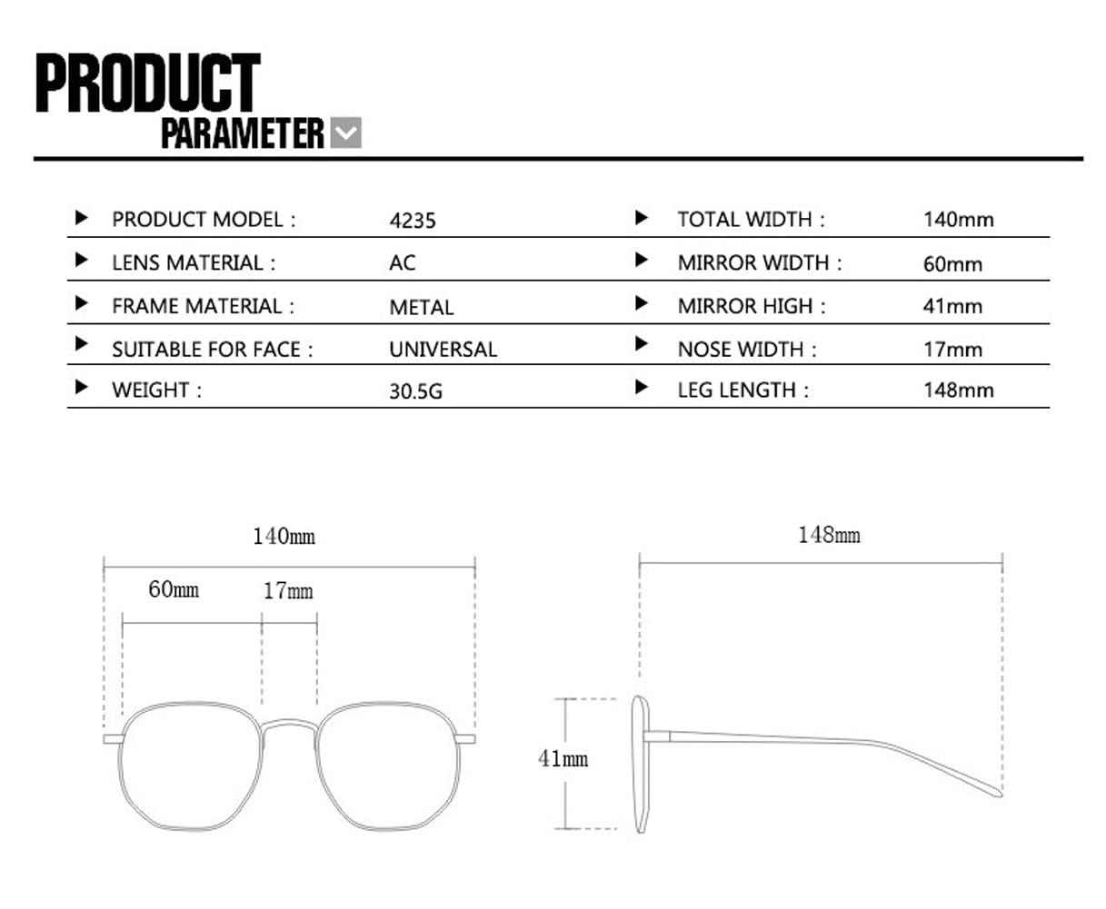 IDOTTA Retro Oval Sunglasses for Women Men Rectangle Metal Frame UV400 Protection Sun Glasses