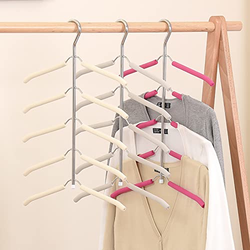 Multi-Layer Clothes Hangers Blouse Tree Hangers 3 Pack 5 in 1 Non Slip Space Saving Stainless Steel Shirt Hangers Closet Organizer(3,Grey)