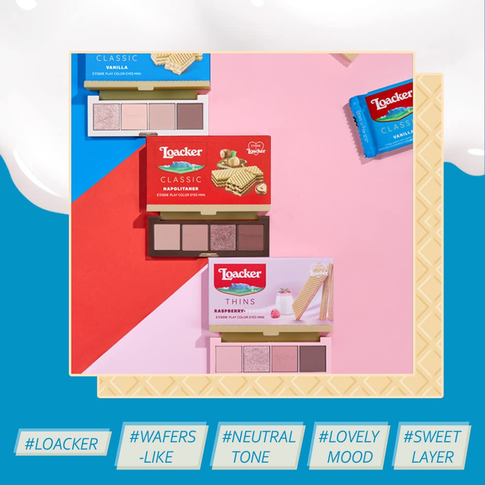 Etude X Loacker Makeup Collection P.C.E.Mini 02 Napolitaner | Sweet & Buildable Shade | Neutral Palette For Everyday Use | 4 Colors | Lovely Mood Eyeshadow Palette | Creamy Moist, Smooth& Soft Texture