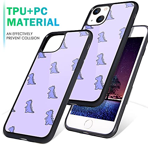 MAYCARI Compatible with iPhone 13 Mini Case Purple Cartoon Dinosaur for Girls Women, Hard Back Cute Animal Design Soft TPU Bumper Protective Phone Case for iPhone 13 Mini