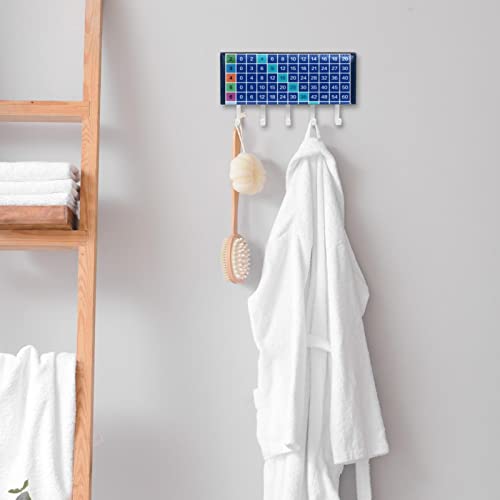 Multiplication Table Mail Holder Organizer and Key Hooks PU Front, Self Adhesive Key Rack with 5 Hooks Perfect for Entryway, Hallway,Bathroom ,Kitchen