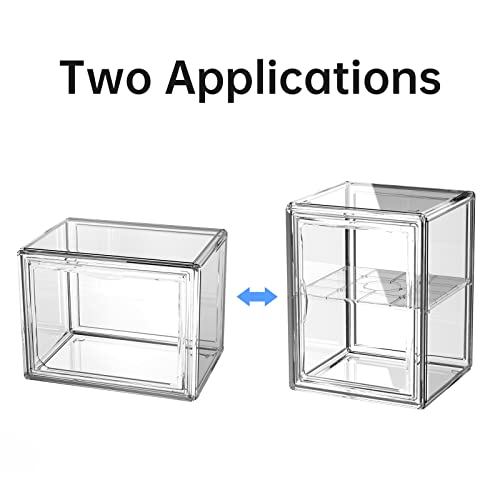 NiHome Clear PET Plastic Purse Handbag Display Case Magnetic Door Storage Organizers for Closet 3-Pack, Anti Dust Stackable Bag Container Boxes for Collectibles Wallets Cosmetics Books Toys (Large)