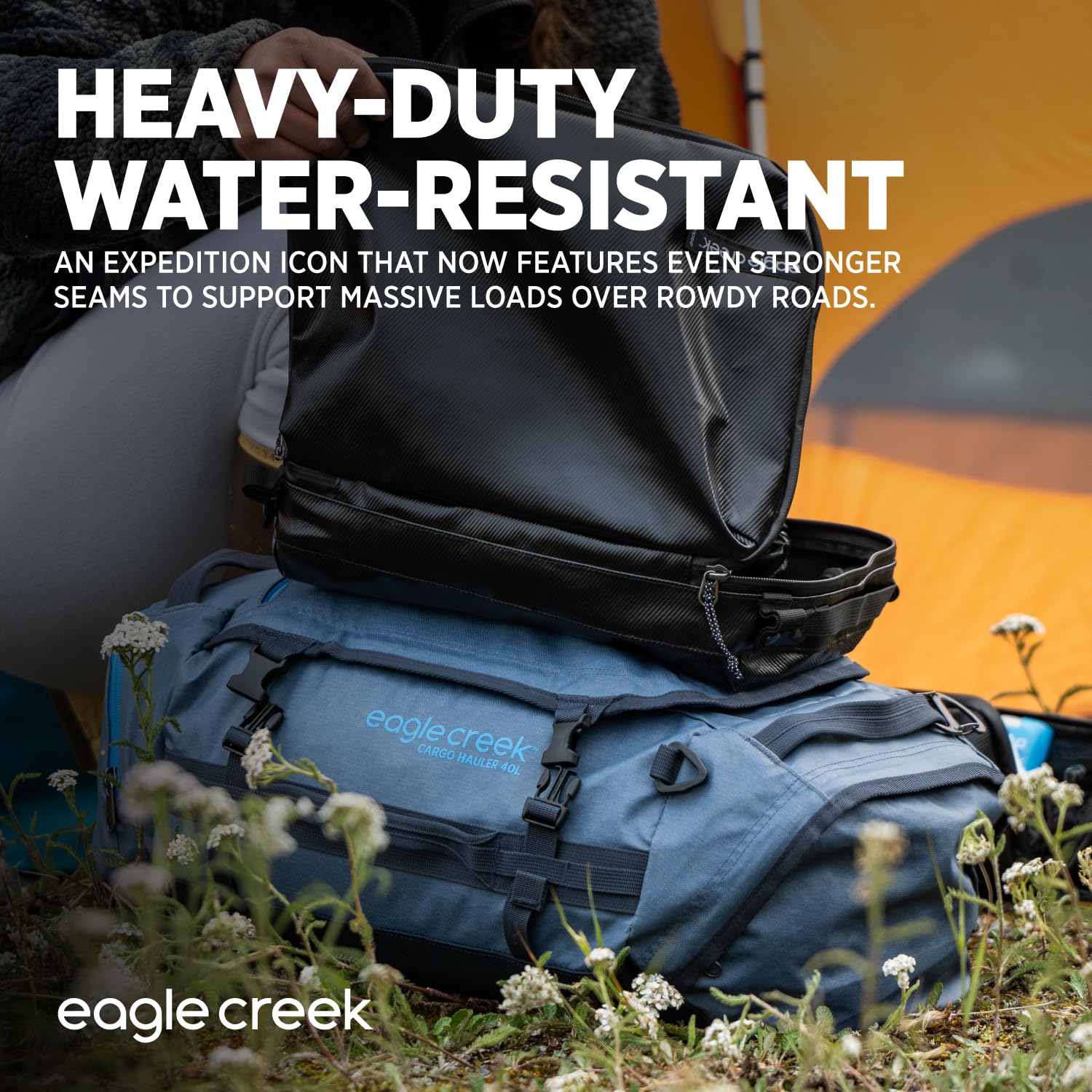 Eagle Creek Cargo Hauler 40L Folding Duffle Bag for Travel - Durable and Water-Resistant, with Tuck-Away Backpack Straps, U-Lid & Quick-Access End Pockets, Arctic Seagreen