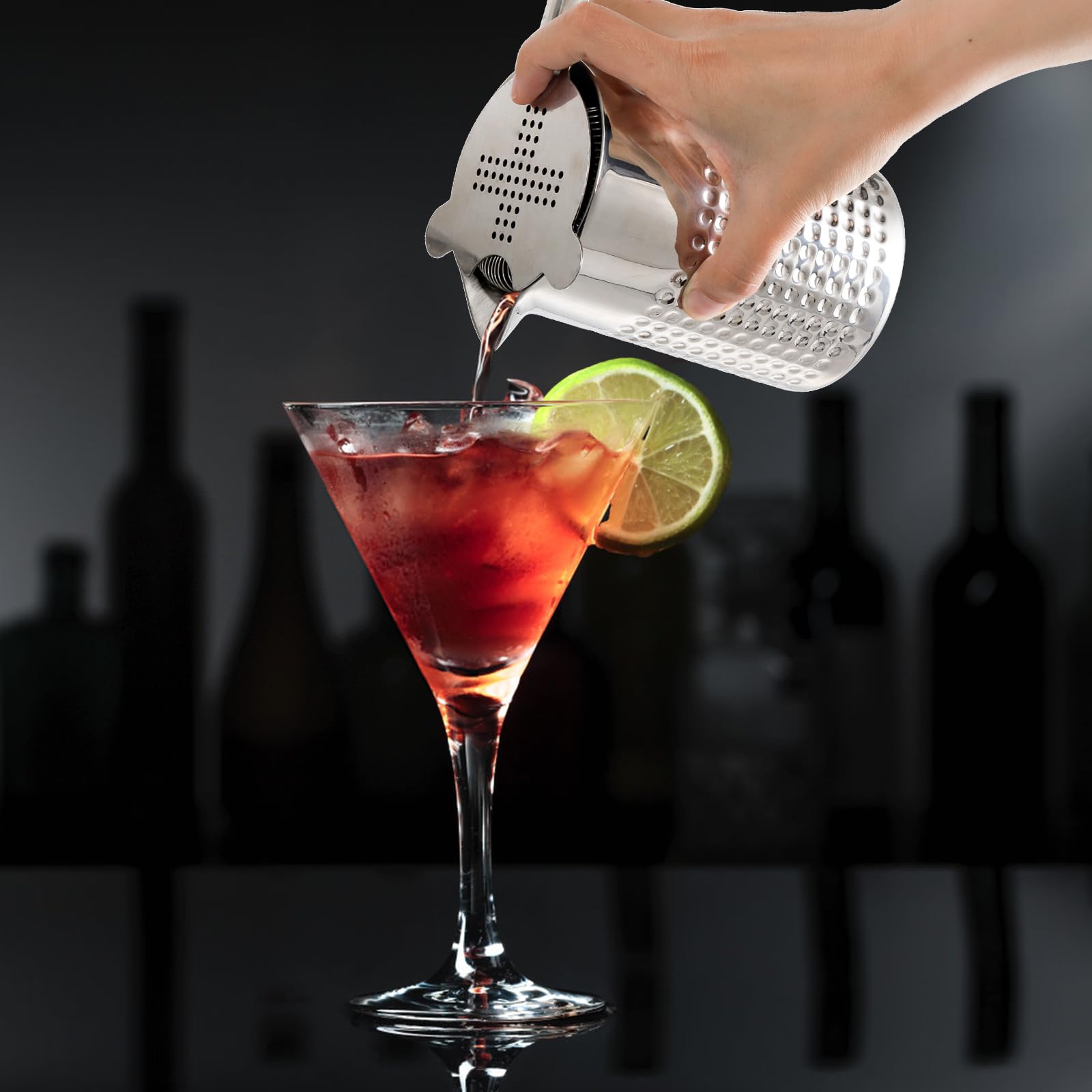 Elsjoy Stainless Steel Cocktail Mixing Glass, 18 Oz (550ml) Double Walled Bartending Glasses Unbreakable Cocktail Shaker Wine Mixer Cup, Bar Mixing Tin for Bartenders, Bar Tools, Barware Essentials