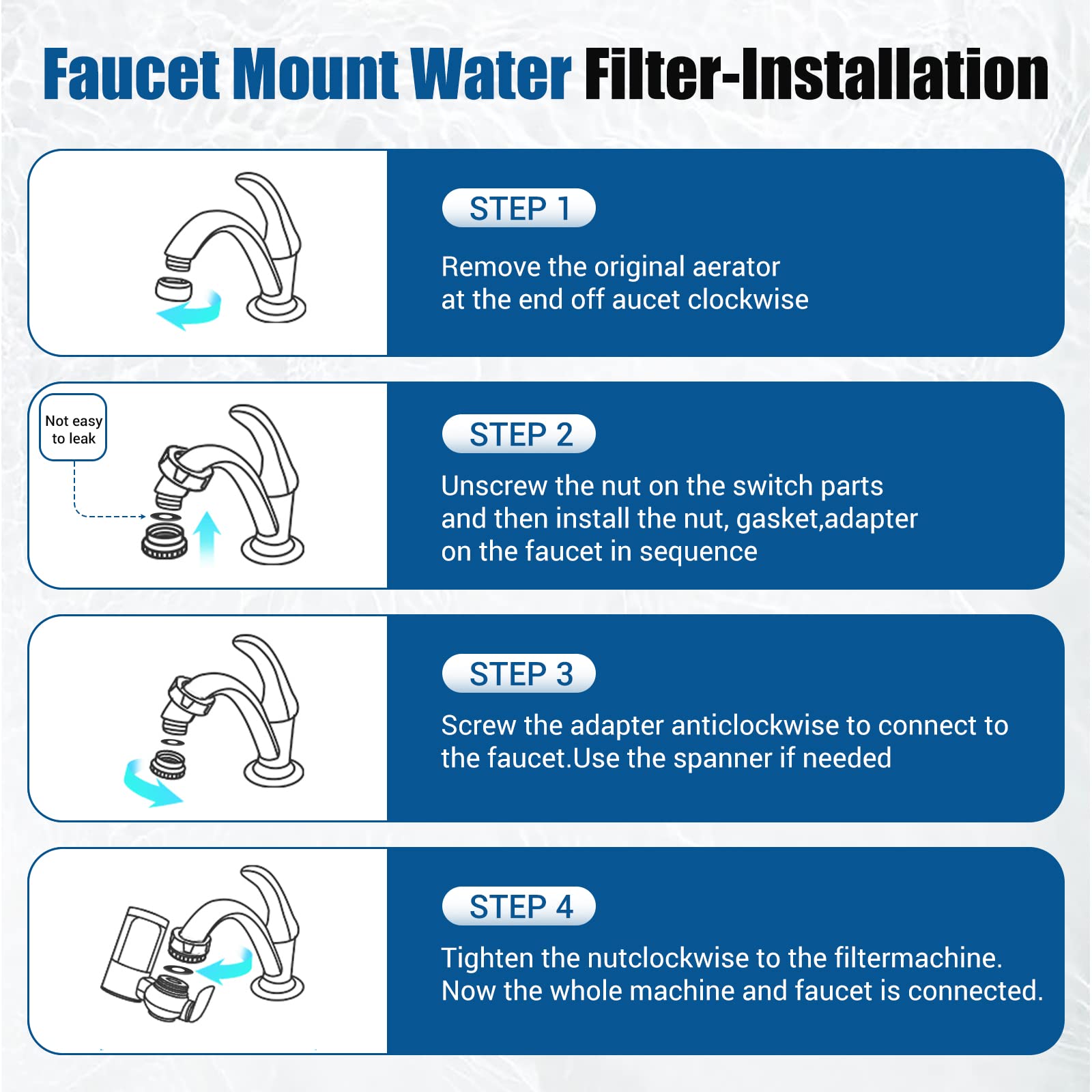 Ginian Water Filter for Sink Faucet Mount Filter Purifier System,UV Blue Light Household Kitchen Filter,New Leak-Proof Technology，Filters Over 60 substances