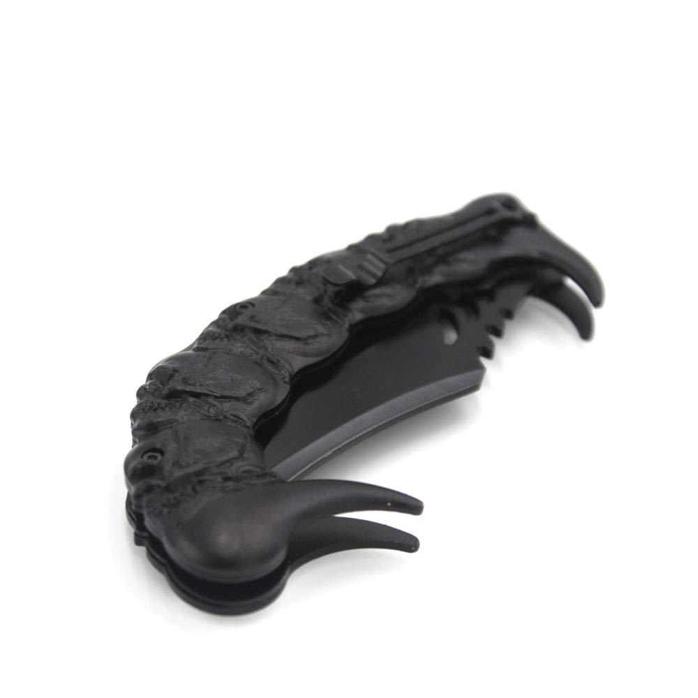 Snake Eye Everyday Carry Scorpion Style Ultra Smooth One Hand Opening Folding Pocket Knife - Ideal for Recreational Work Hiking Camping (Silver)