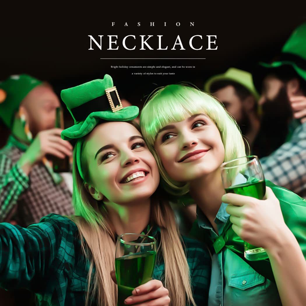 Jovono St.Patrick's Day Shamrock Necklace Irish Necklace Clover Necklace Accessories for Women and Men