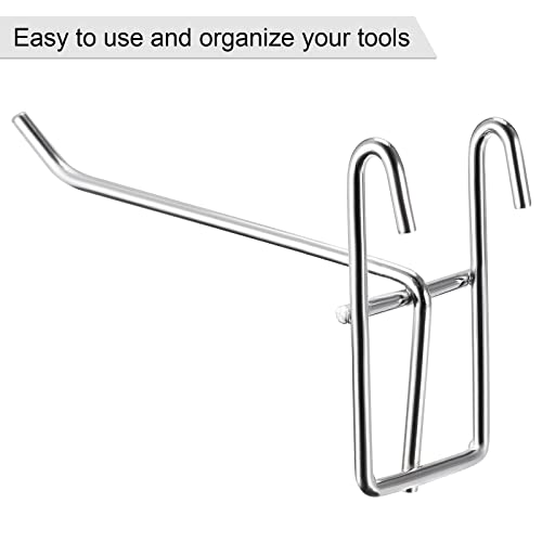 MECCANIXITY Grid Wall Hooks Store Garage Storage Wall Organizers 4 Inch Silver, Pack of 10