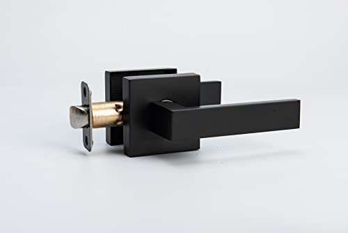 MAXECURITY Passage Door Lever Matte Black Square Interior Door Handle Keyless Doorknob Hall and Closet Lockset Handleset，Heavy Duty Non-Locking Lever Set for Left or Right Handing.