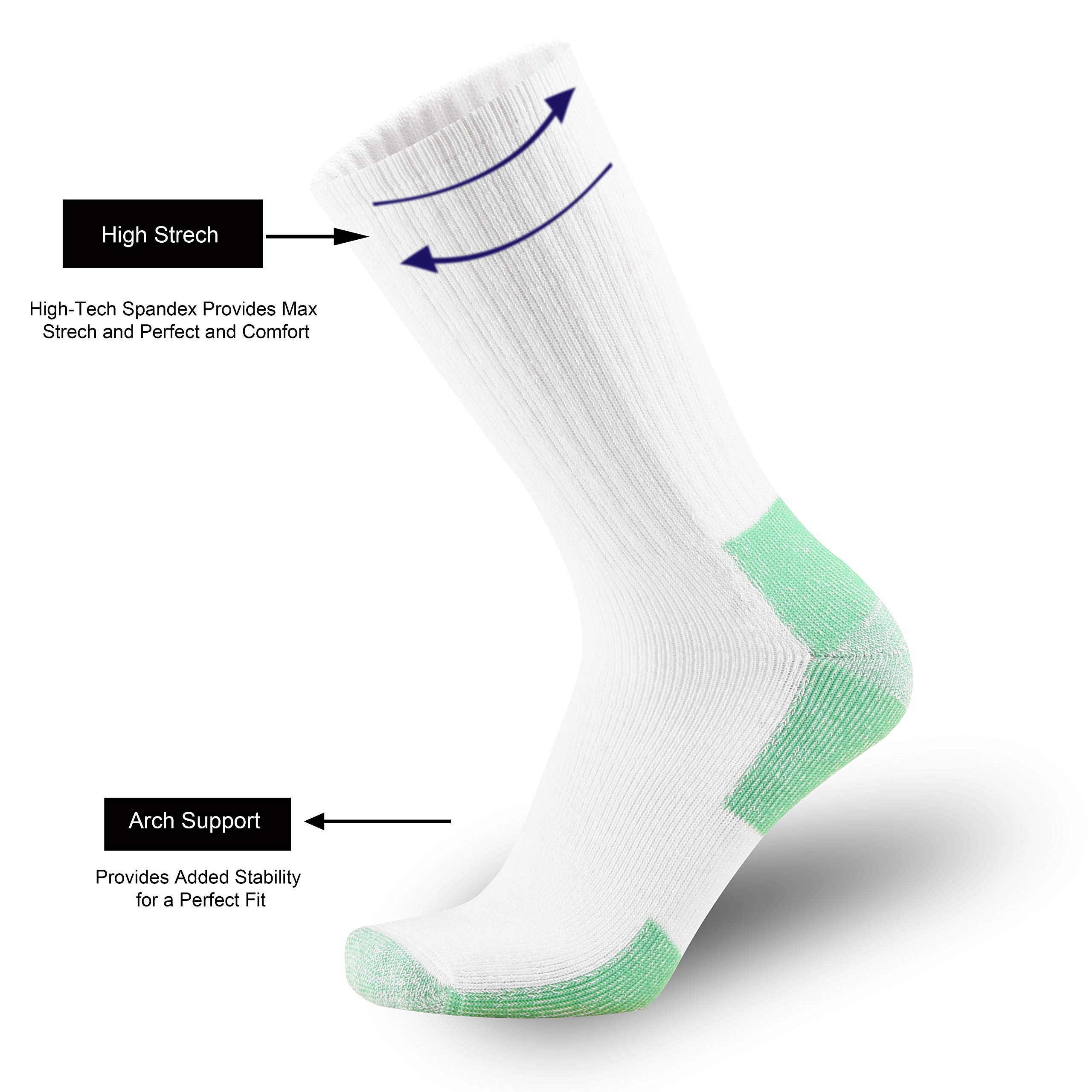 Durcusie 10 pairs Cotton Cushion Crew Socks for Men Athletic All Season Heavy Duty Work Boot with Thick Moisture Control Sweat Wicking
