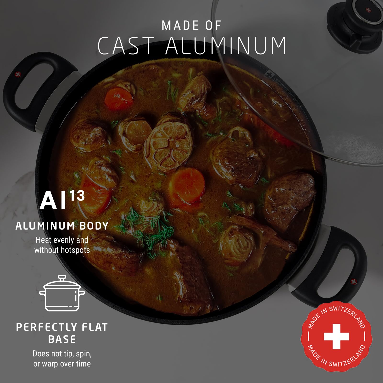 Swiss Diamond 11" (5.3 Qt) Braiser HD Nonstick Diamond Coated Aluminum Braiser, Includes Lid - Dishwasher Safe and Oven Safe Braiser, Grey