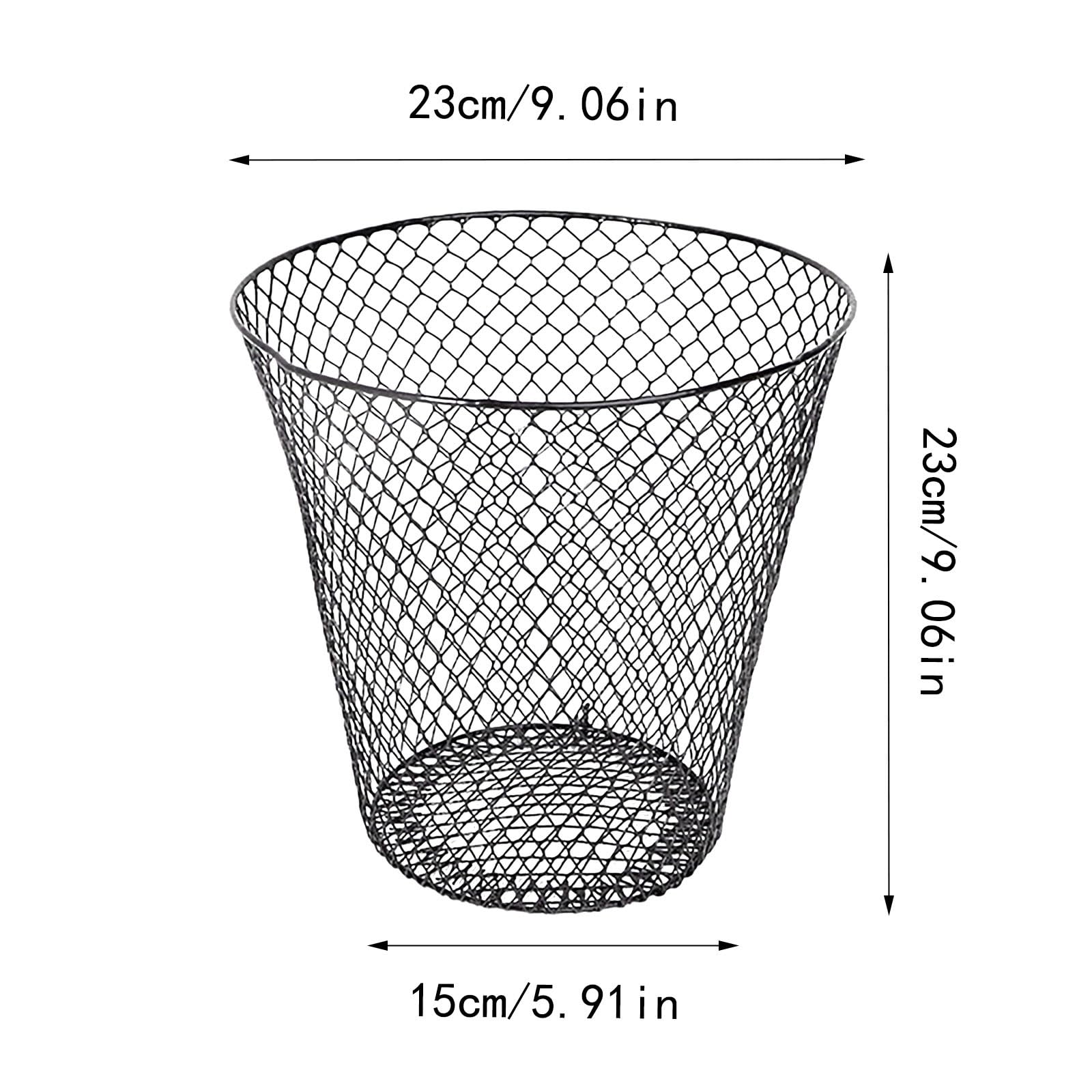 luezkyoig Wire Mesh Round Waste Basket 9 * 6 inch Small Sturdy Lightweight Under Desk Open Top Wire Mesh Trash Cans Custom Storage for Home Office School Kitchen Bedroom Den Dorm Room (Black)