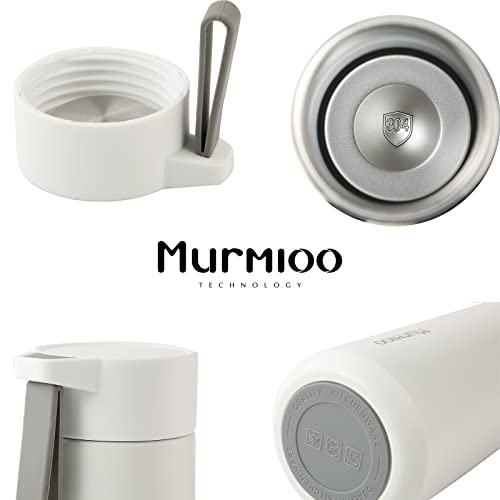 Murmioo Stainless Steel Insulated Thermos, Sports Water Bottle, Double Wall Vacuum Thermos Flask,Keep Hot and Cold,BPA Free, Suitable for Cycling, Camping and Office 14oz/420ml (White)