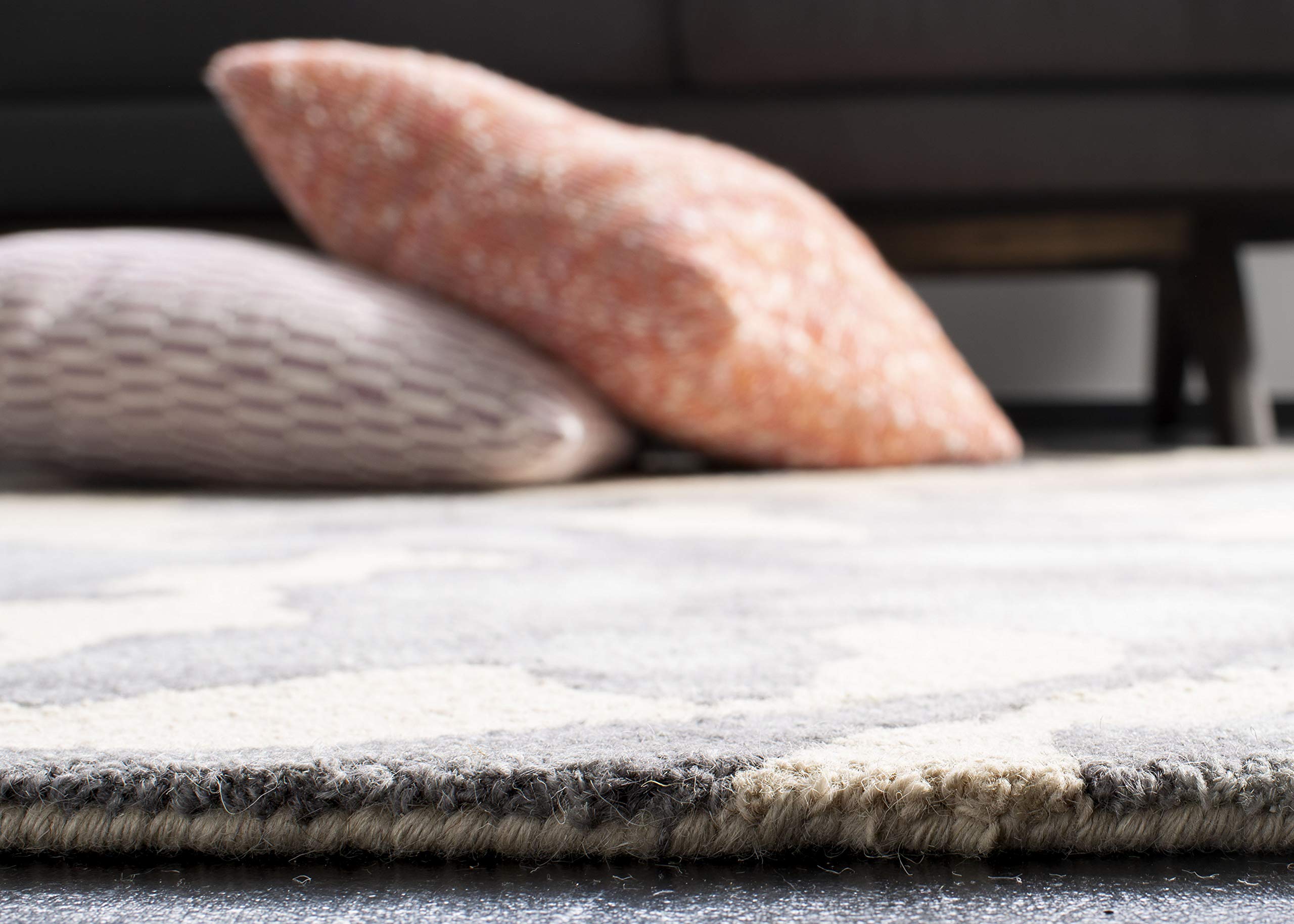 SAFAVIEH Dip Dye Collection 8' x 10' Beige / Charcoal DDY517E Handmade Modern Abstract Premium Wool Area Rug